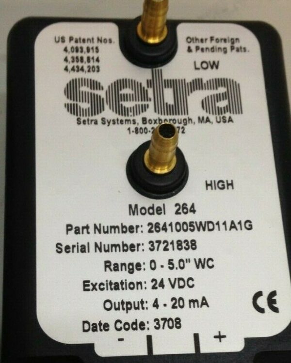 Setra Differential Pressure Transducer Model 264 (2641005WD11A1G ...