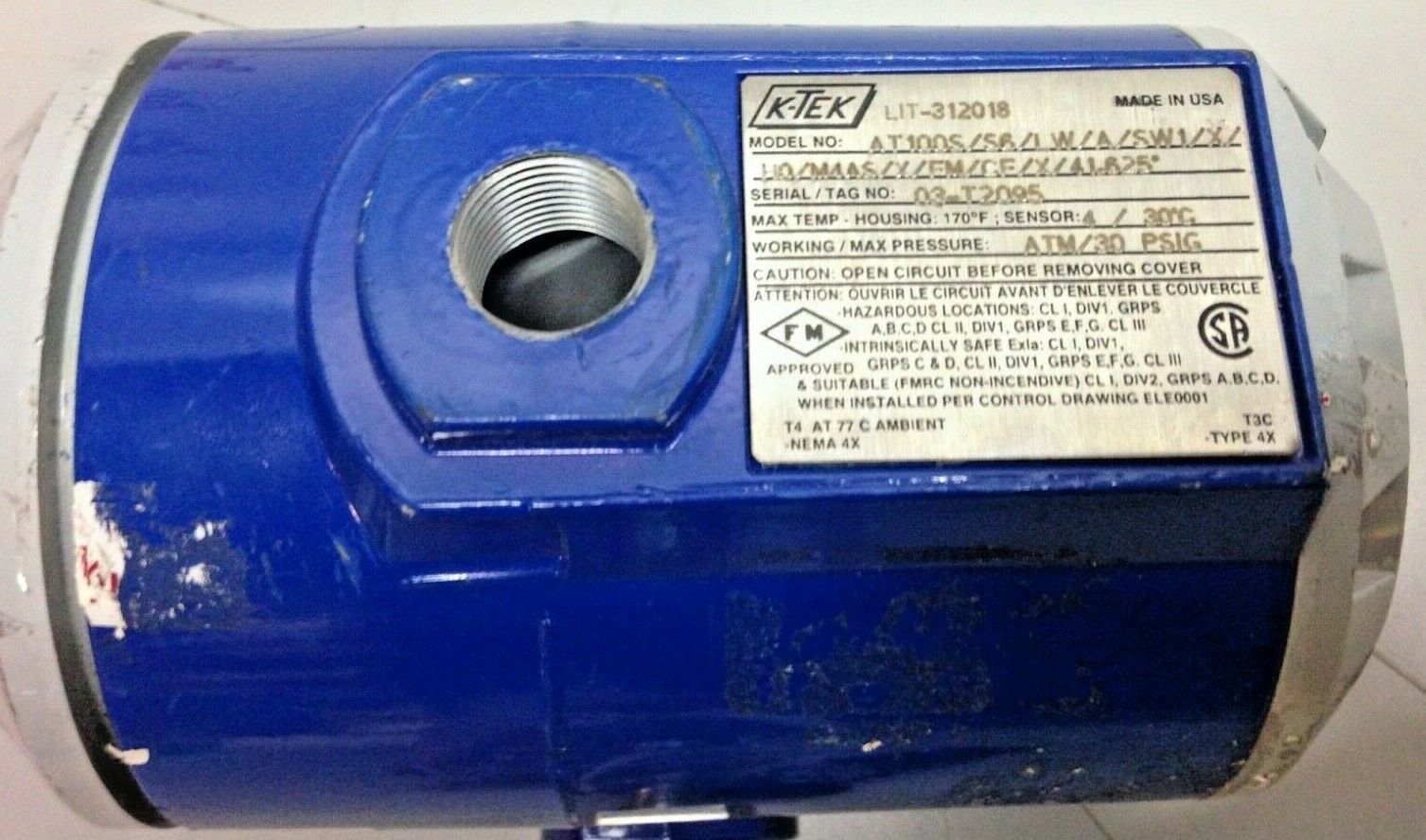 K-Tek AT-100S Magnetostrictive Level Transmitter - AFAB Lab Resources